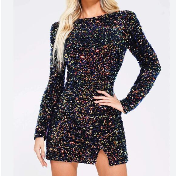 Bella Barnett | Dresses | Bella Barnett Jaza Mini Multicolor Sequin ...